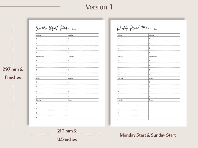 Weekly Meal Planner Printable PDF, Meal Tracker, Food Journal, Meal ...