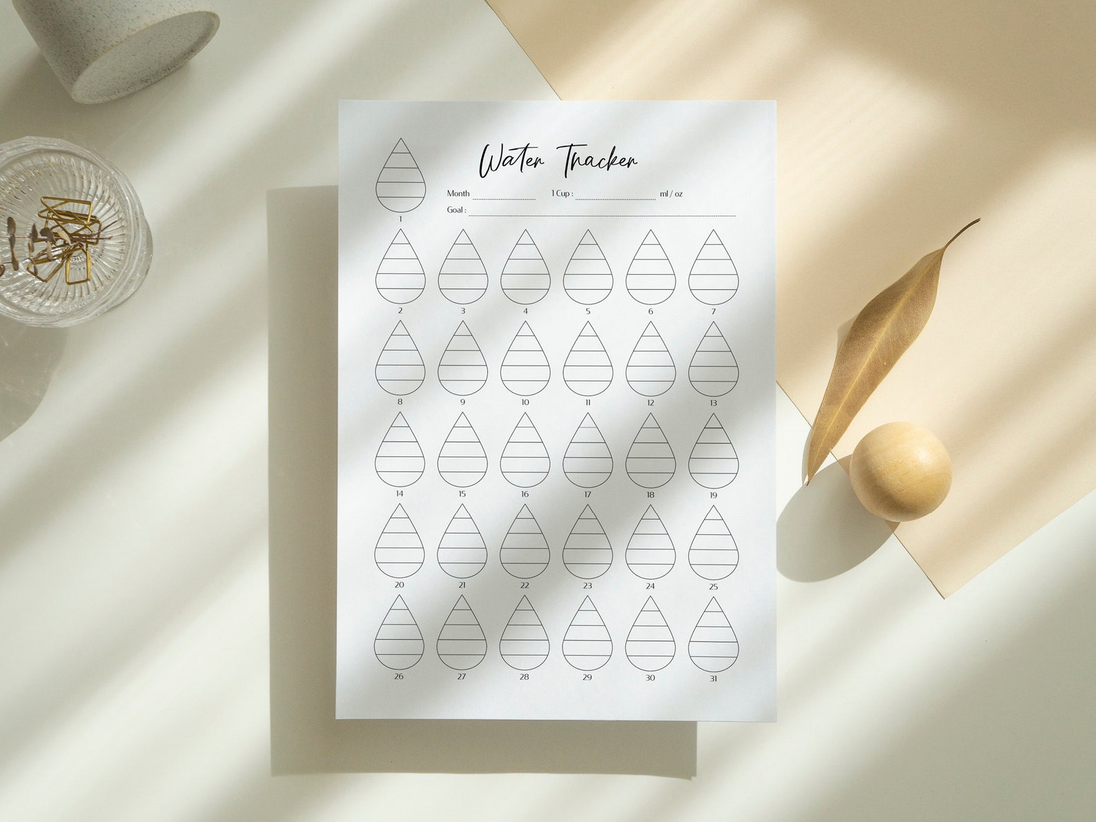 Water Tracker Template PDF, Printable Planner, Water Intake Health ...