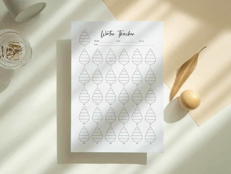 Water Tracker Template PDF, Printable Planner, Water Intake Health ...