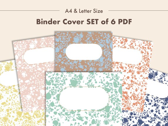 Binder Cover Printable PDF Set of 6 Editable Journal Cover - Etsy