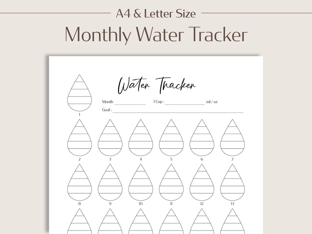 Water Tracker Template PDF, Printable Planner, Water Intake Health ...