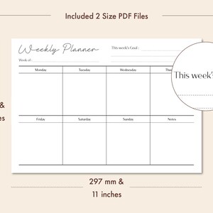 Printable Weekly Planner Template PDF Weekly Goal Instant - Etsy