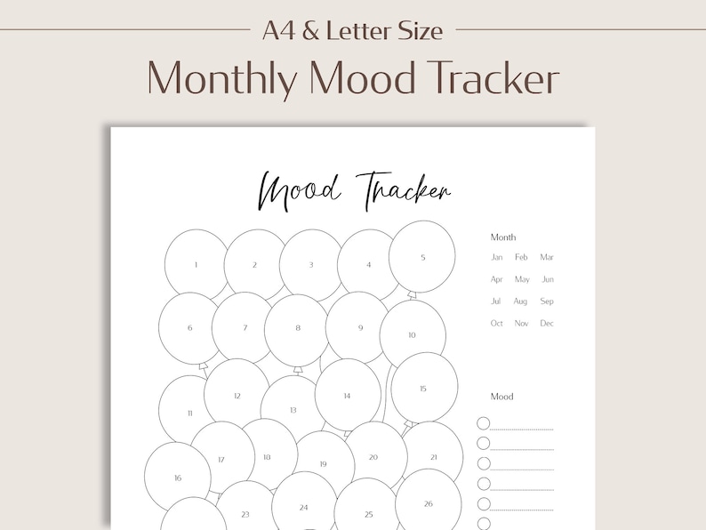 Mood Tracker Template, Cute Mood Tracker PDF, Mental Health Planner ...