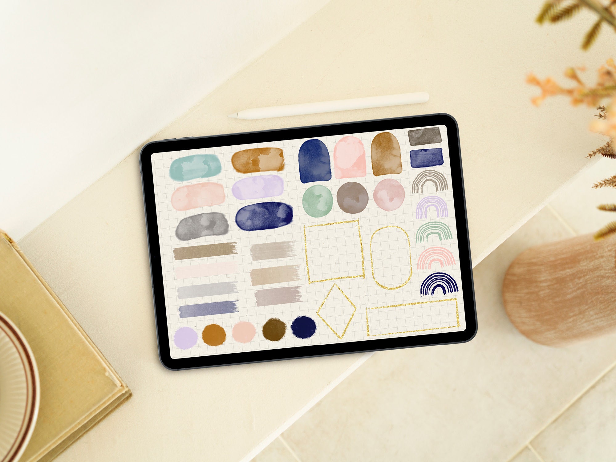 Digital Stickers for Goodnotes Digital Planner Watercolor Texture and ...