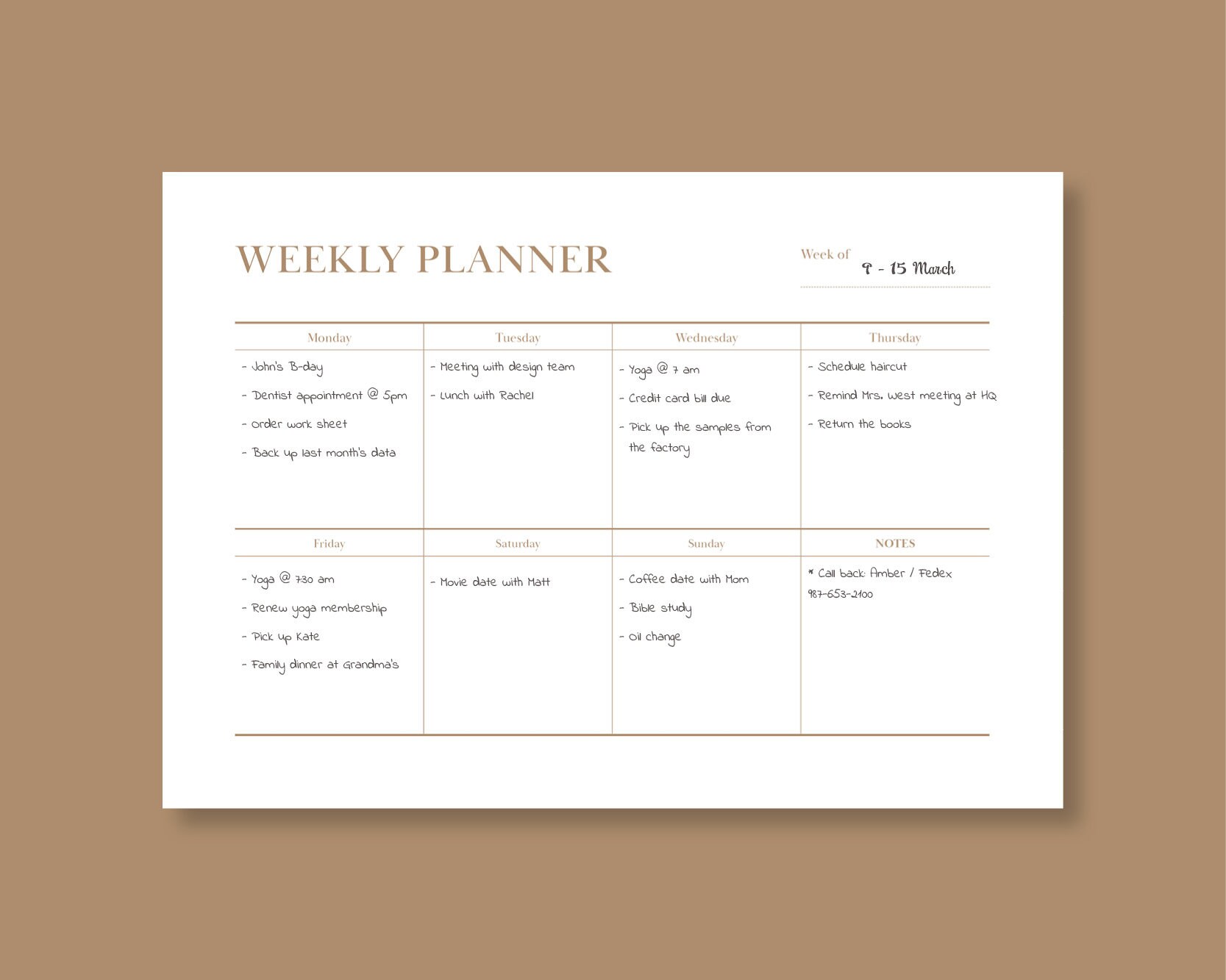 Printable Weekly Planner PDF With Notes A4 and US Letter Size Weekly ...