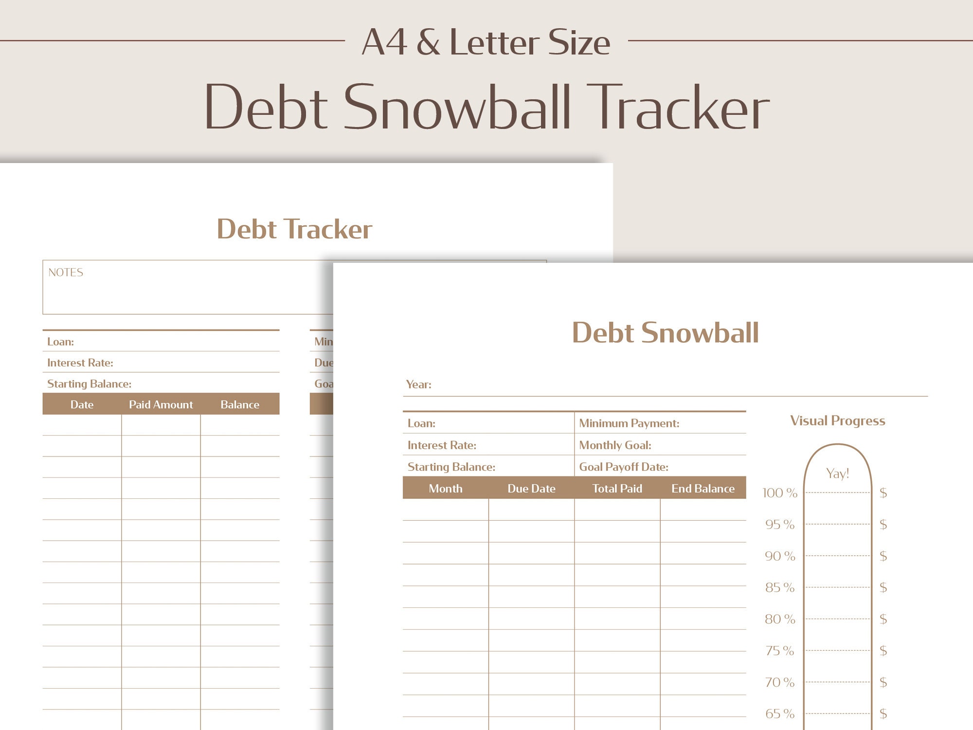 Debt Snowball Tracker Printable PDF, Instant Download - Etsy