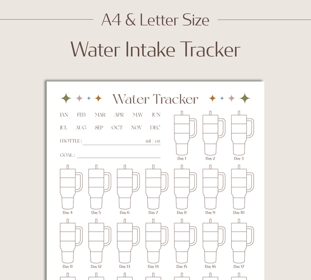 Monthly Water Intake Tracker, Tumbler Icon, Habit Tracker, Health ...