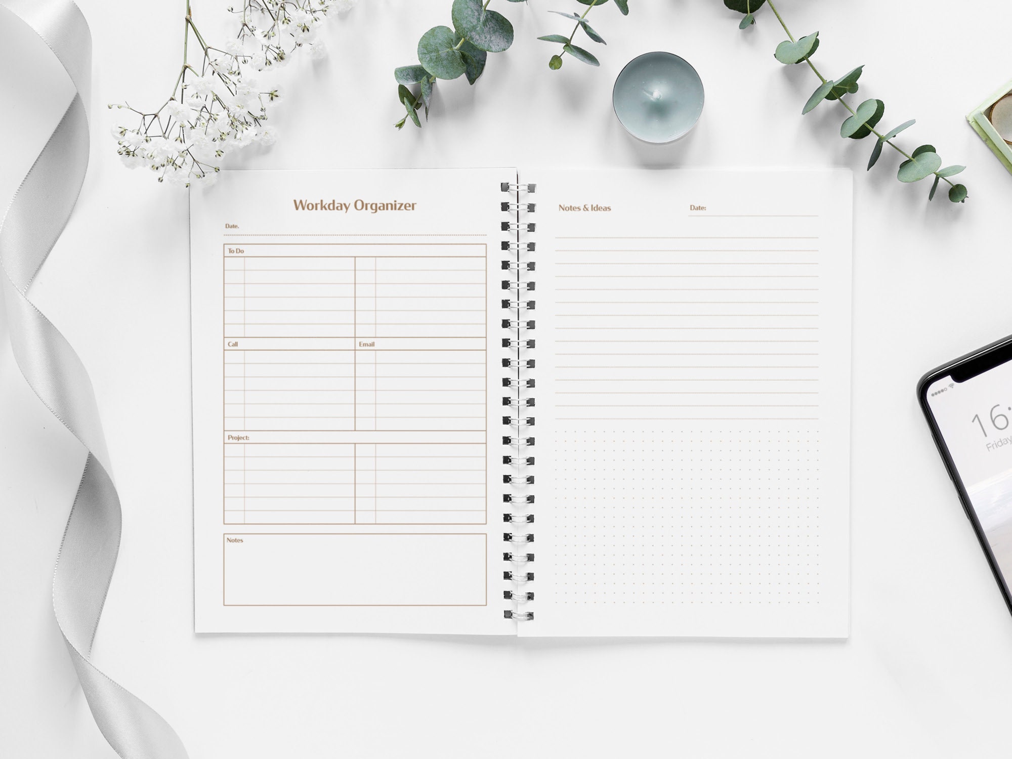 Printable Workday Organizer PDF Set, Daily Work Planner, Instant ...