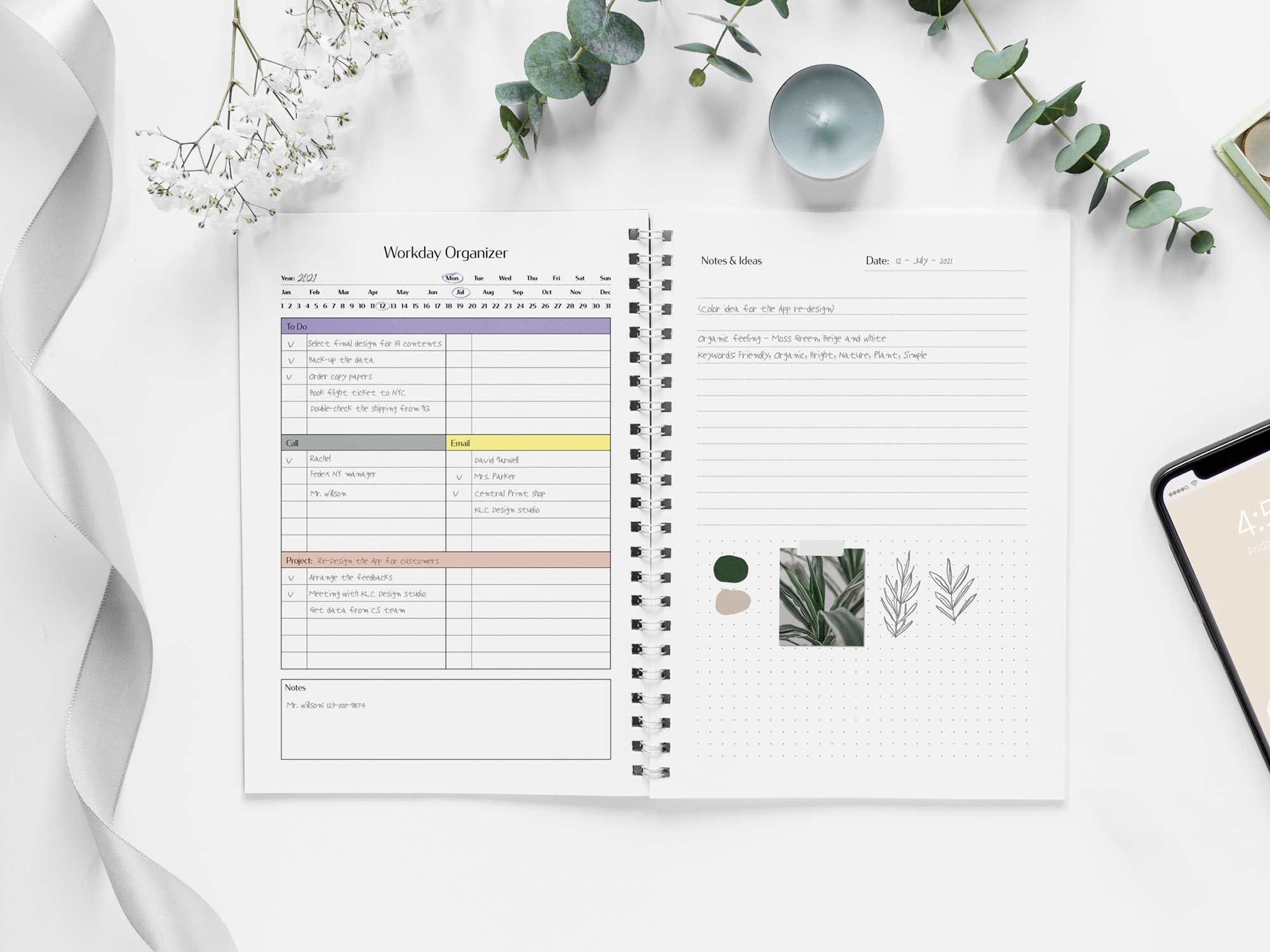 Printable Work Day Organizer Planner PDF - Etsy