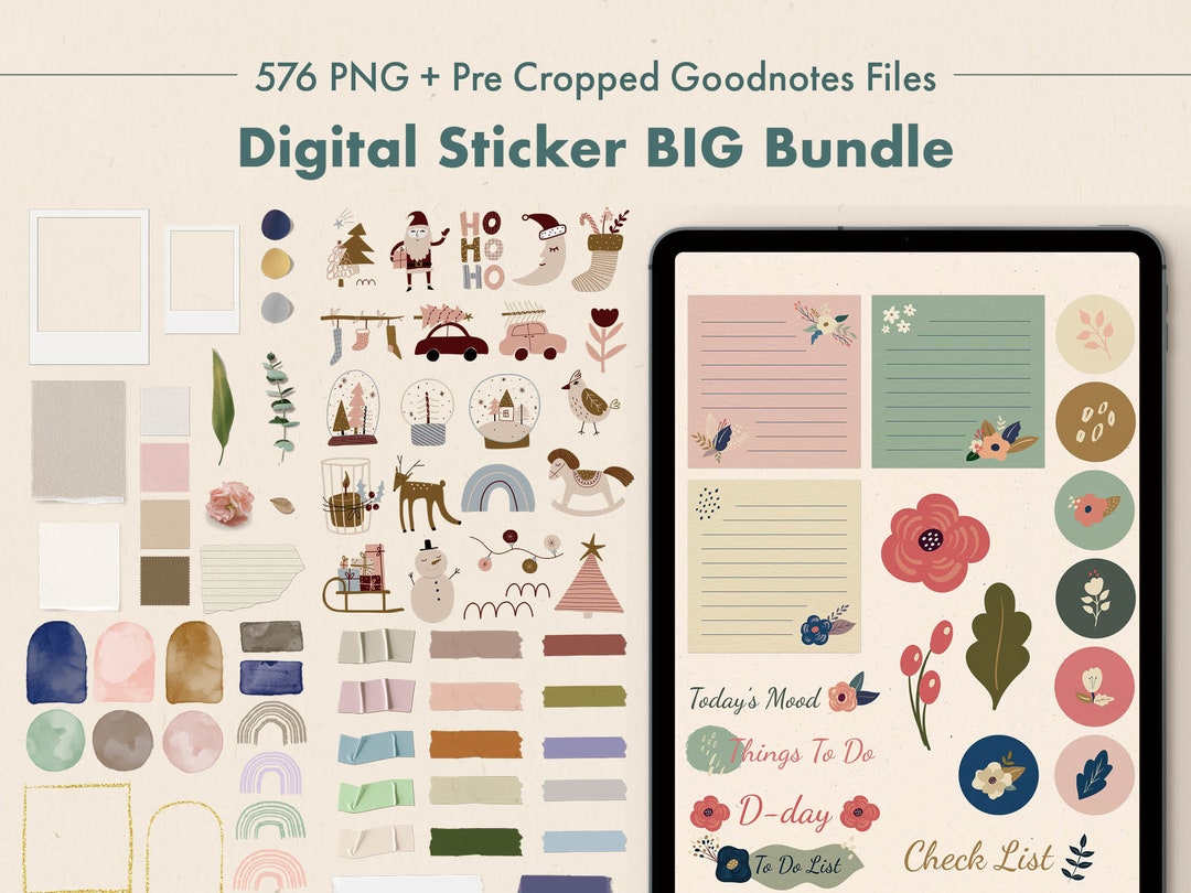 Digital Stickers Bundle, Goodnotes Stickers, Mood Board, Drawing ...
