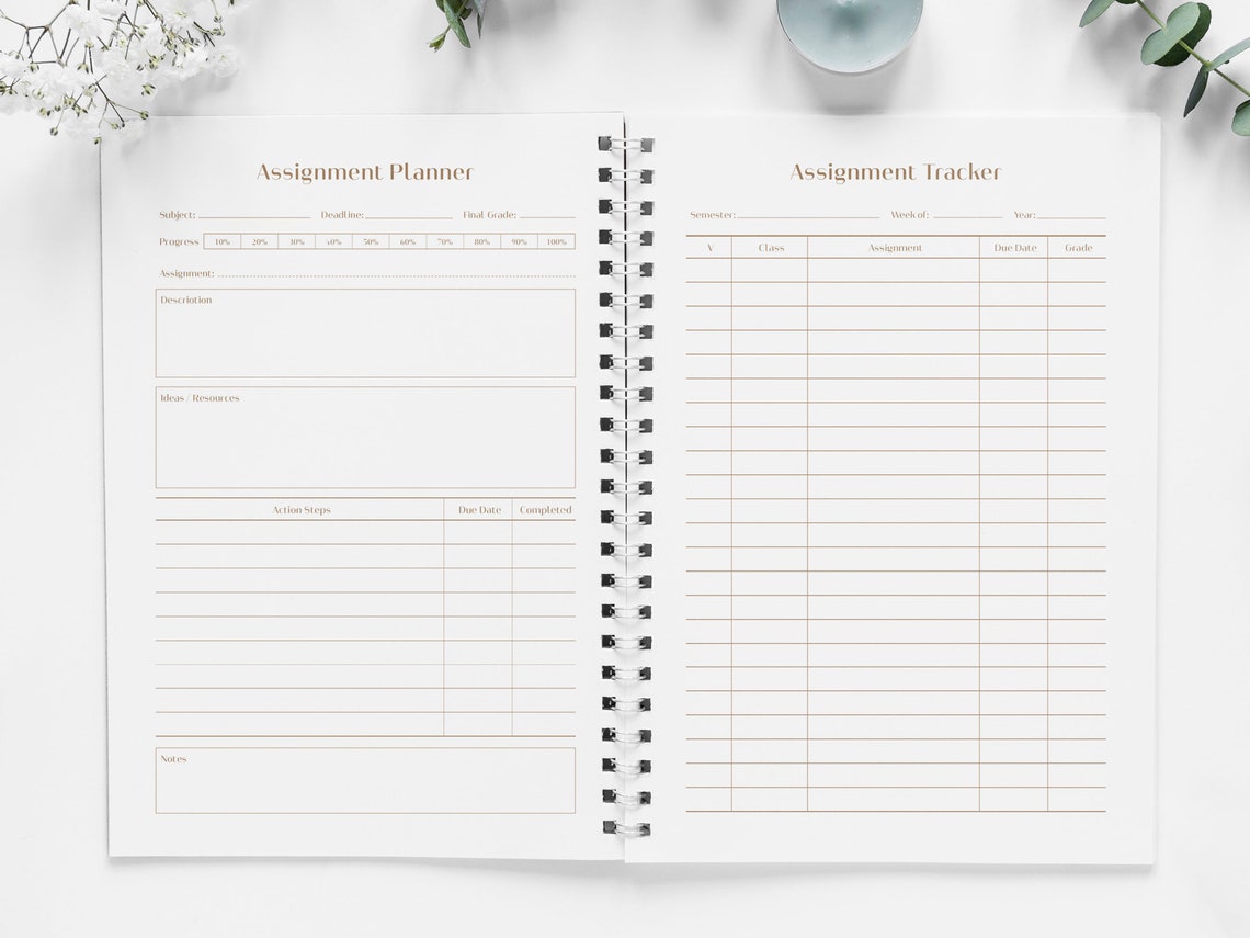 Assignment Tracker Template PDF, Aesthetic Assignment Planner Printable ...