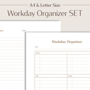 Printable Workday Organizer PDF Set, Daily Work Planner, Instant ...