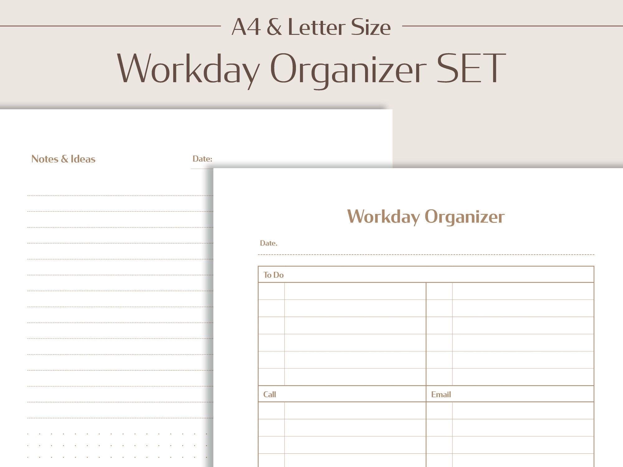 Printable Workday Organizer PDF Set, Daily Work Planner, Instant ...