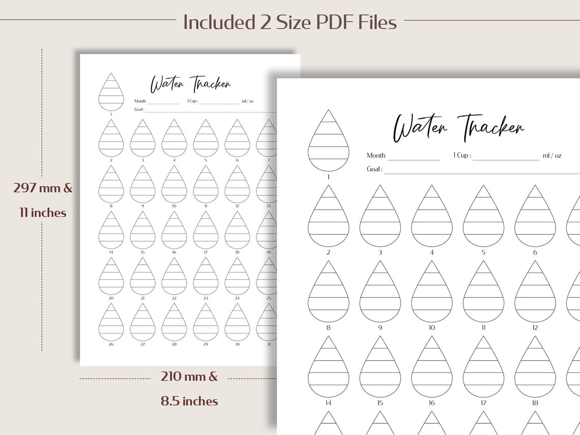 Water Tracker Template PDF, Printable Planner, Water Intake Health ...