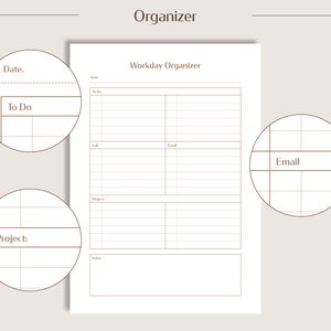 Printable Workday Organizer PDF Set, Daily Work Planner, Instant ...