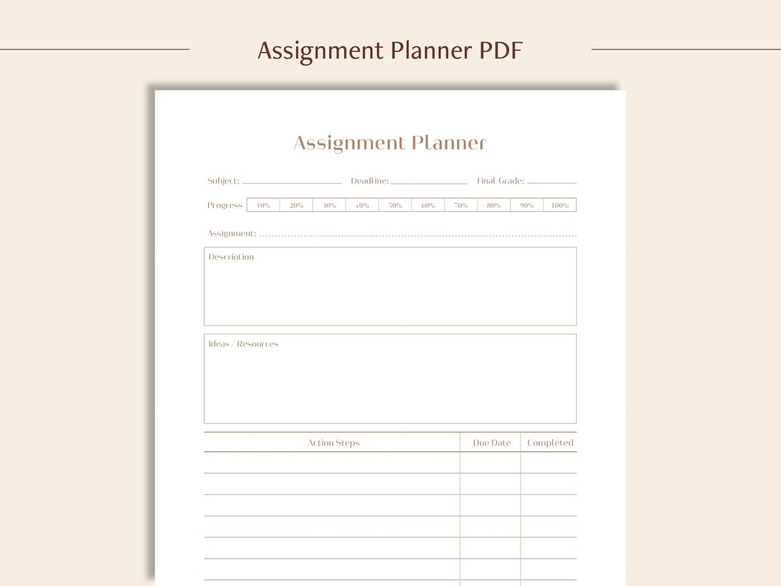 Assignment Tracker Template PDF Assignment Planner Printable - Etsy