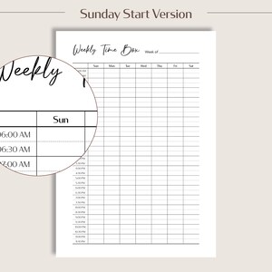 Hourly Weekly Time Blocking Box, Printable Planner PDF, School Planner ...
