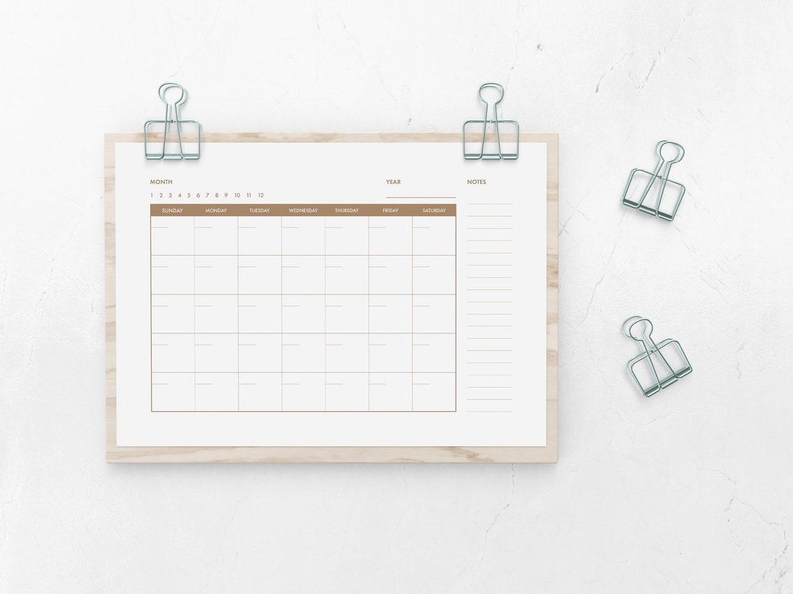 Undated Calendar Monthly Planner With Notes 2 Colors Sets A4 - Etsy