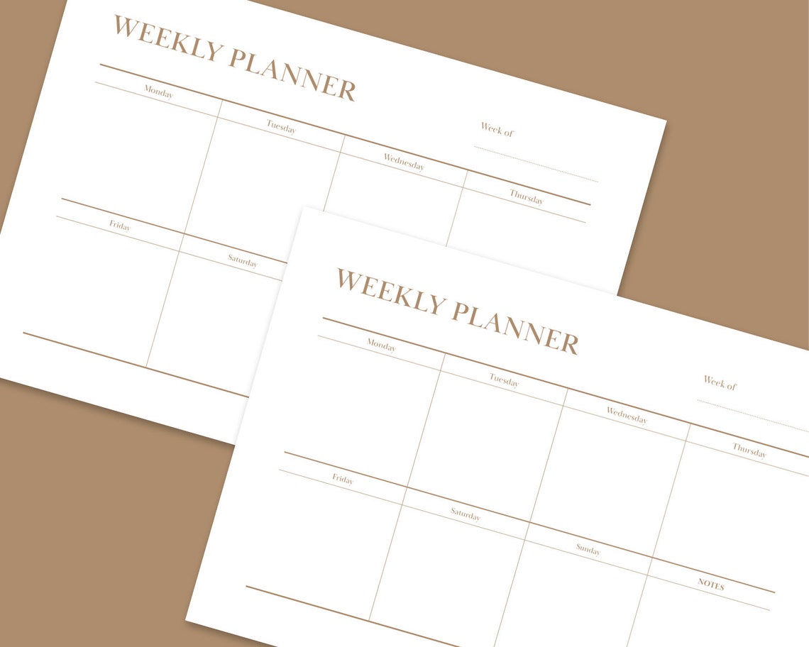 Printable Weekly Planner PDF with notes A4 and US Letter Size | Etsy