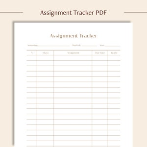 Assignment Tracker Template PDF Assignment Planner Printable - Etsy