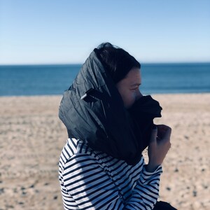 Black Infinity Scarf Waterproof Windproof Rain Scarf Hooded Infinity ...