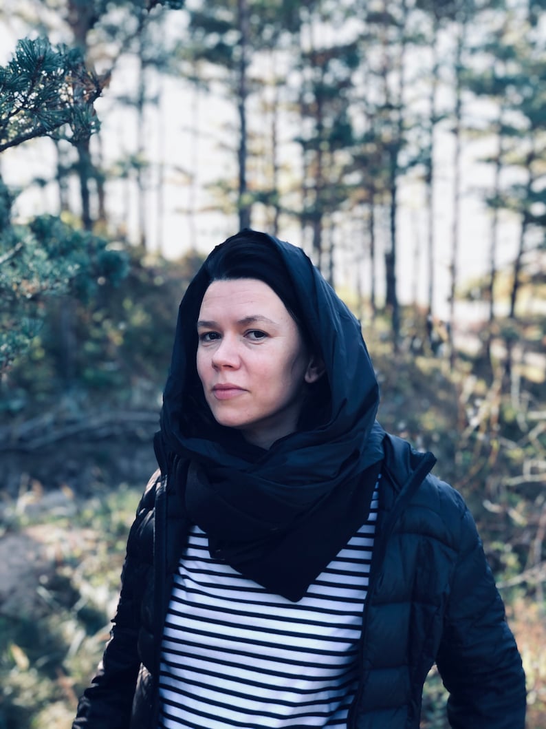 Black Infinity Scarf Waterproof Windproof Rain Scarf Hooded - Etsy