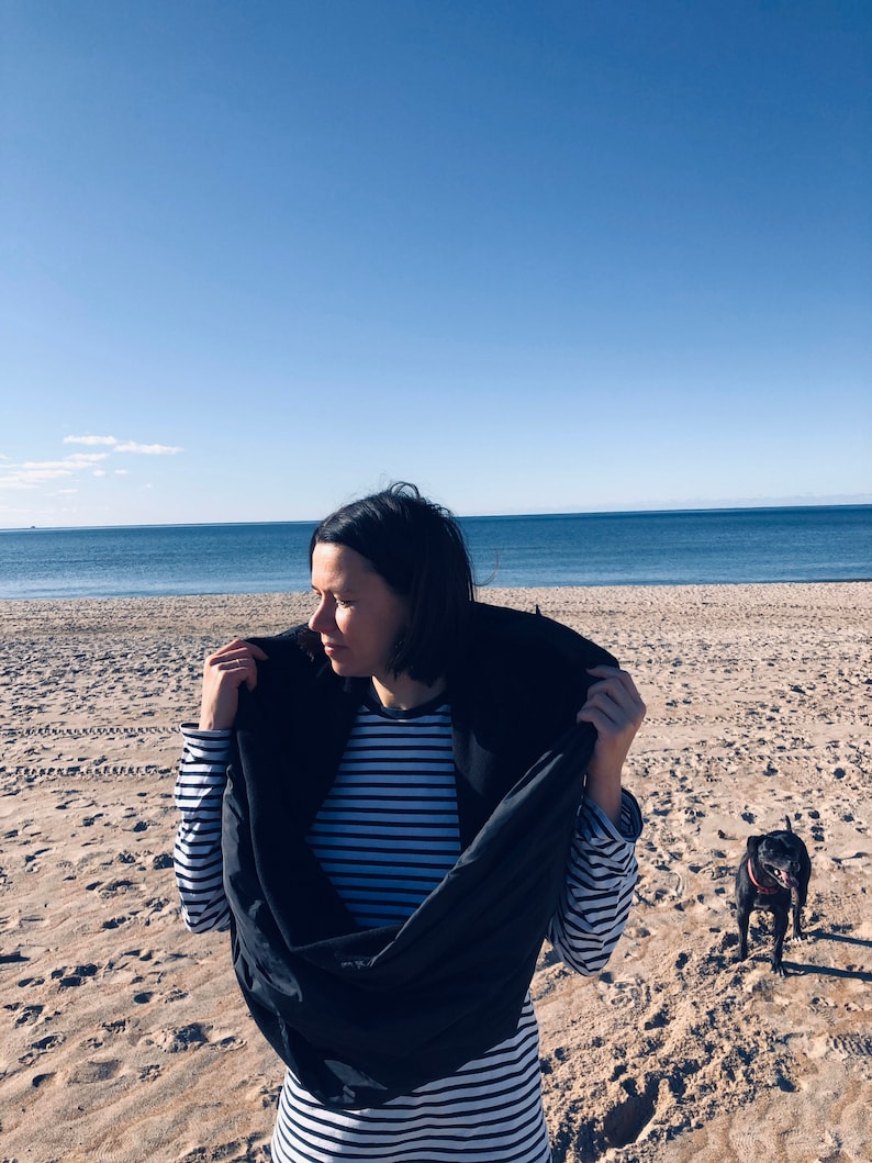 Black Infinity Scarf Waterproof Windproof Rain Scarf Hooded Infinity ...