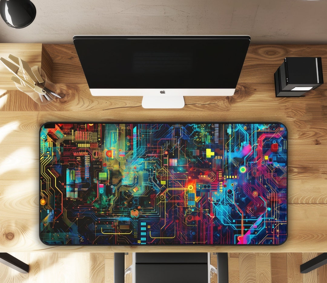 Cyber Circuit: Futuristic Tech Art Print Extended Gaming Mouse Pad Desk ...