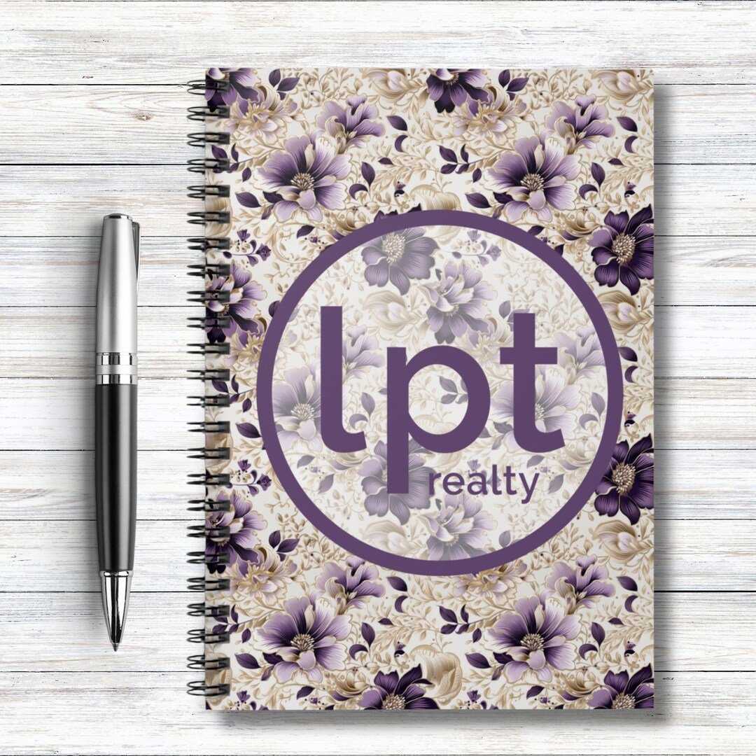 LPT Realty Logo Purple and Gold Floral Design Spiral Notebook Ruled ...