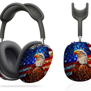 Majesty Bald Eagle Against Stained Glass Mosaic of American Flag AirPod ...