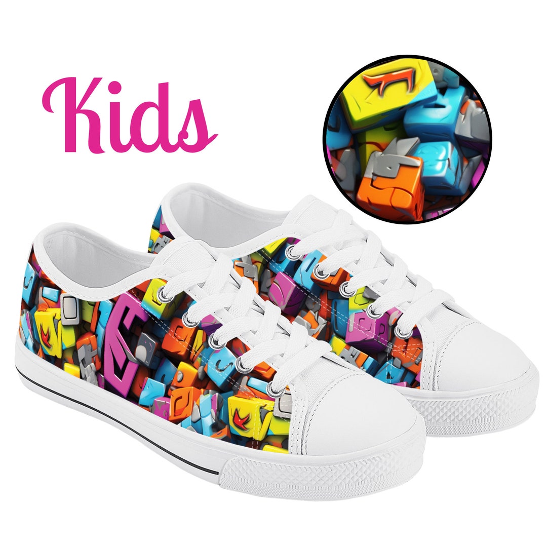 3D Graffiti Blocks in Bold Colors Kids Sneakers - Etsy