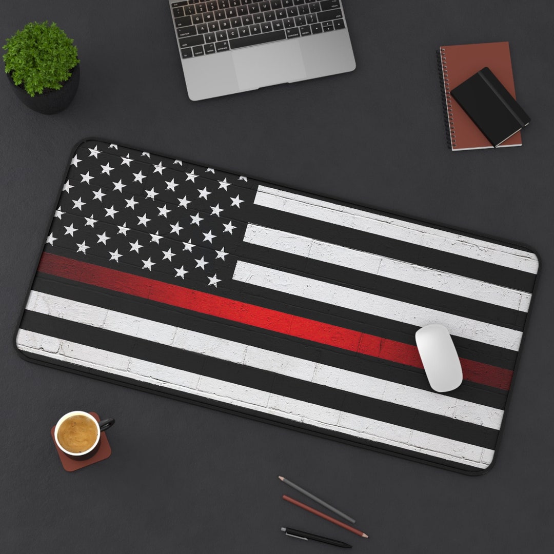 Thin Red Line Black American Flag Desk Mat Extended Gaming Mouse Pad 3 ...