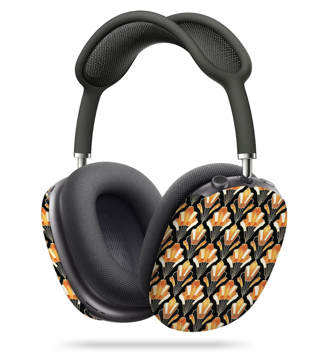 Art Deco Inspired Streamlined Geometric Florals in Orange and Black ...