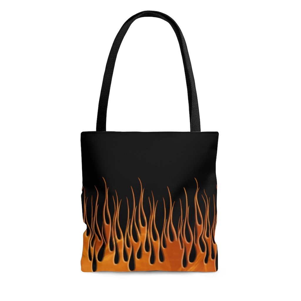 Flaming Hot Flames on Black Background Stylish Canvas Tote - Etsy