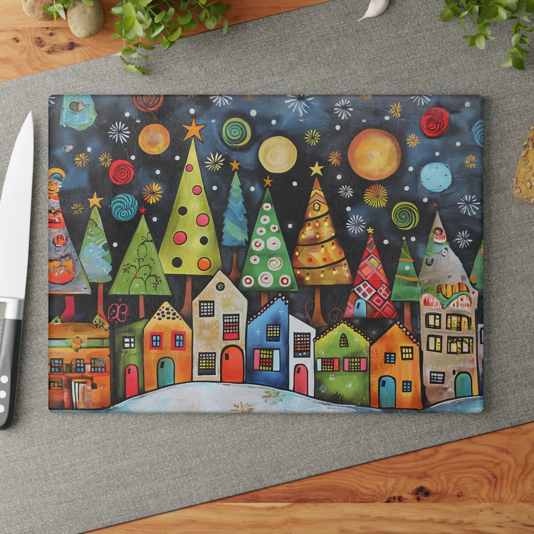 Holiday Haven: Abstract Folk Art Christmas Village Adorned With ...
