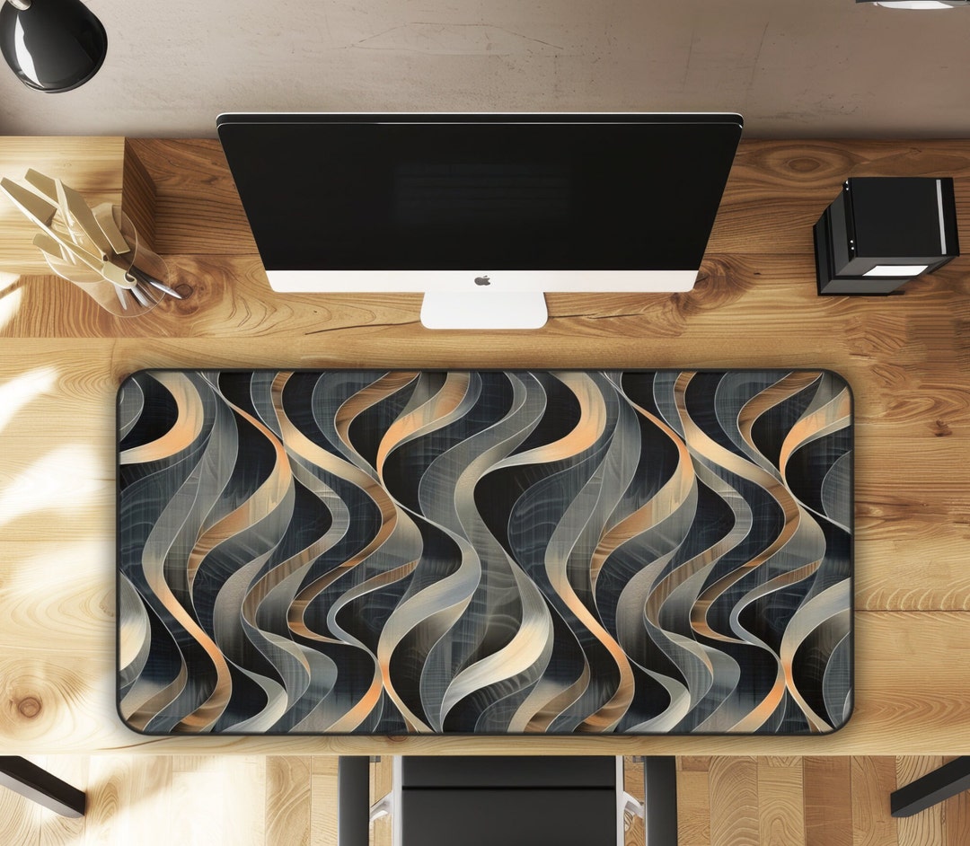 Artistic Fusion of Wavy Lines in a Palette of Silver, Gold, and Dark ...