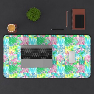 Whimsical Palm Trees and Flowers in Vibrant Pink, Teal, and Green ...