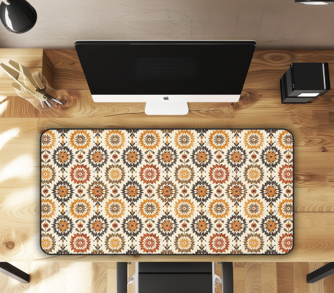 Boho Chic Earth Tone Floral and Folk Art Design in Burnt Orange, Deep ...