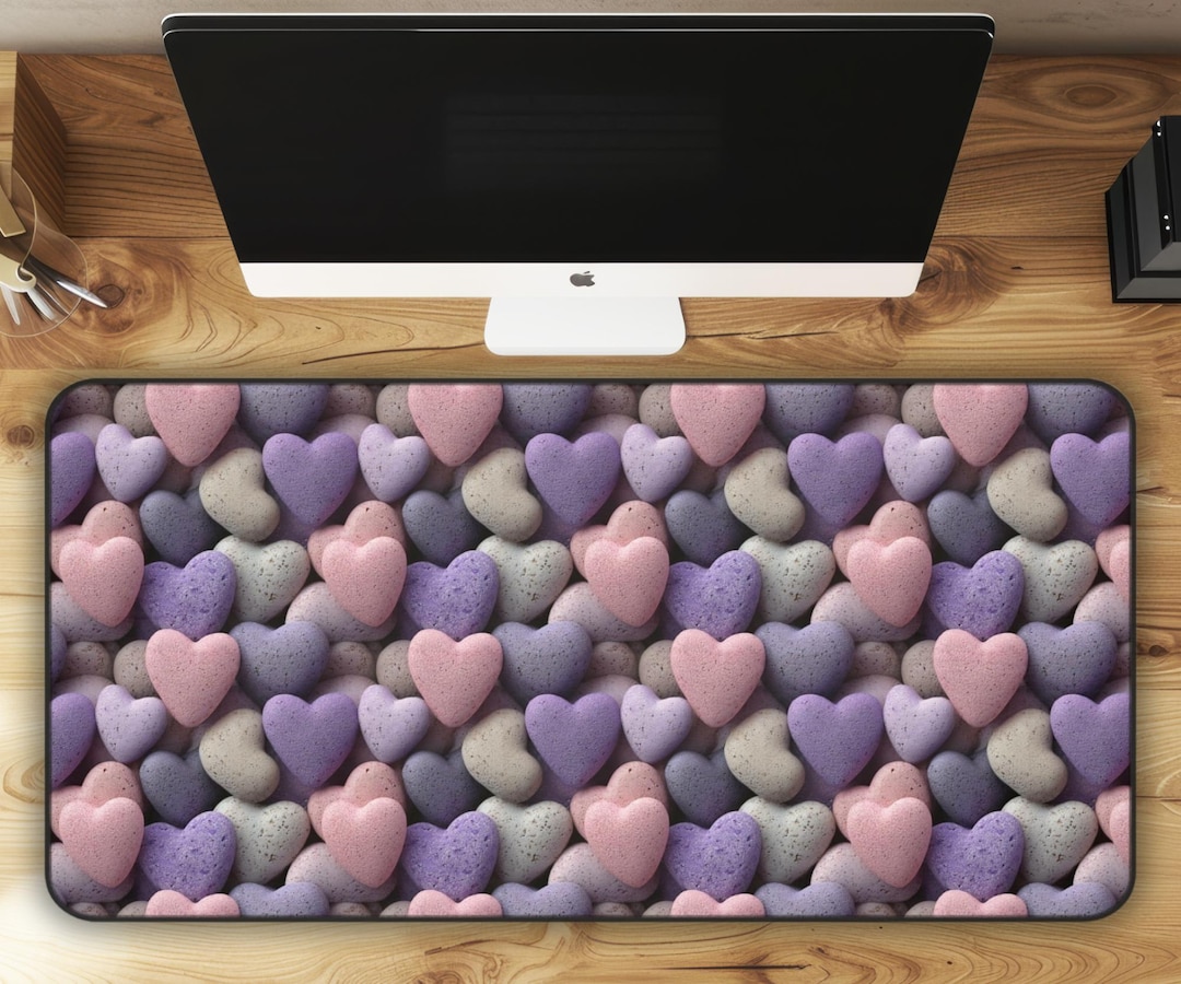 Hearts of Stone Deskmat , Rock Heart Desk Decoration, Floral Large ...