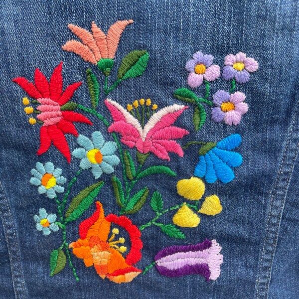 Embroidered Denim Etsy