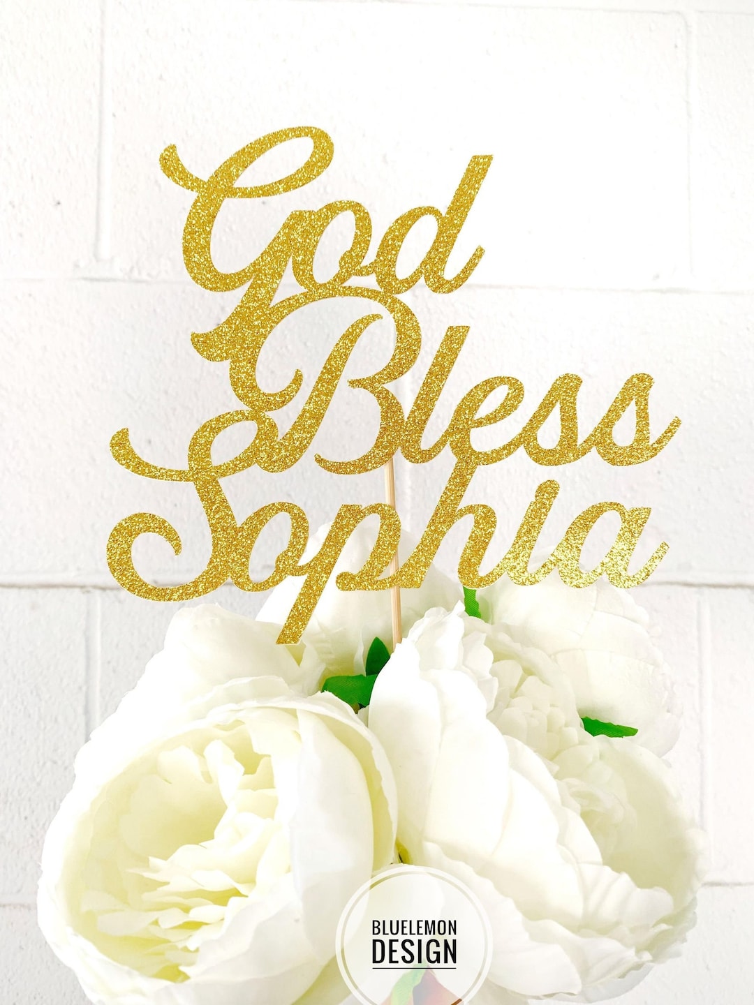 God Bless Glitter Cake Topper Personalized God Bless Cake Topper ...