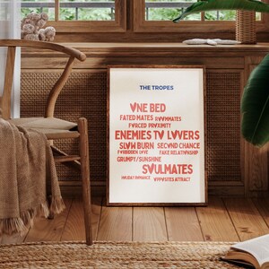 Romance Book Tropes Poster, Digital Download, Wall Print, Enemies to ...