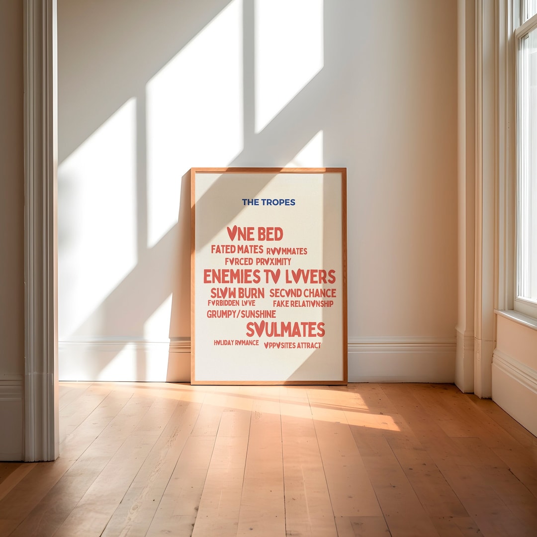 Romance Book Tropes Poster, Digital Download, Wall Print, Enemies to ...