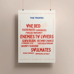 Romance Book Tropes Poster, Digital Download, Wall Print, Enemies to ...