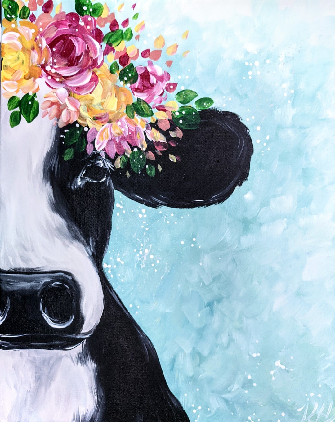 Cow Painting on Canvas Acrylic Cow Painting Cow Wall Art Cow Decor Farm ...