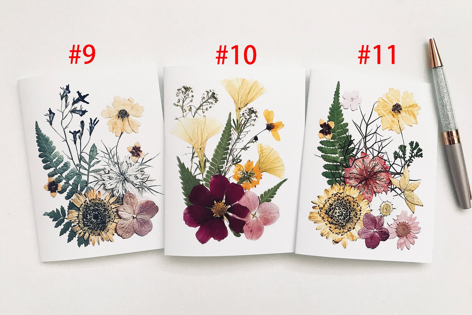 Pressed Flower PRINT Cards Customizable Greeting Card Folded Assorted ...