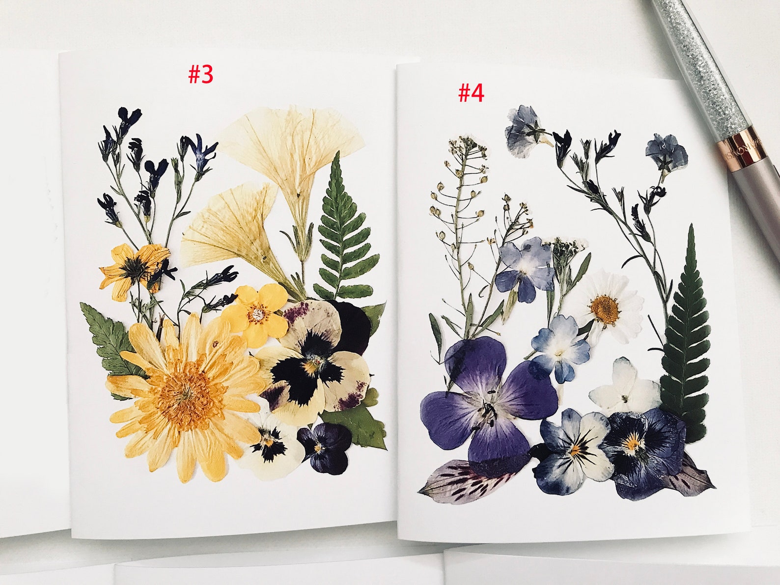 Pressed Flower PRINT Cards Customizable Greeting Card Folded Assorted ...