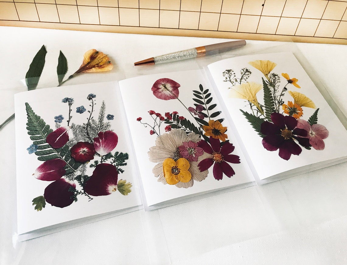 Pressed Flower PRINT Cards - Customizable Greeting Card - Folded ...