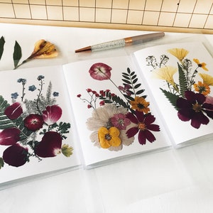 Pressed Flower PRINT Cards - Customizable Greeting Card - Folded ...