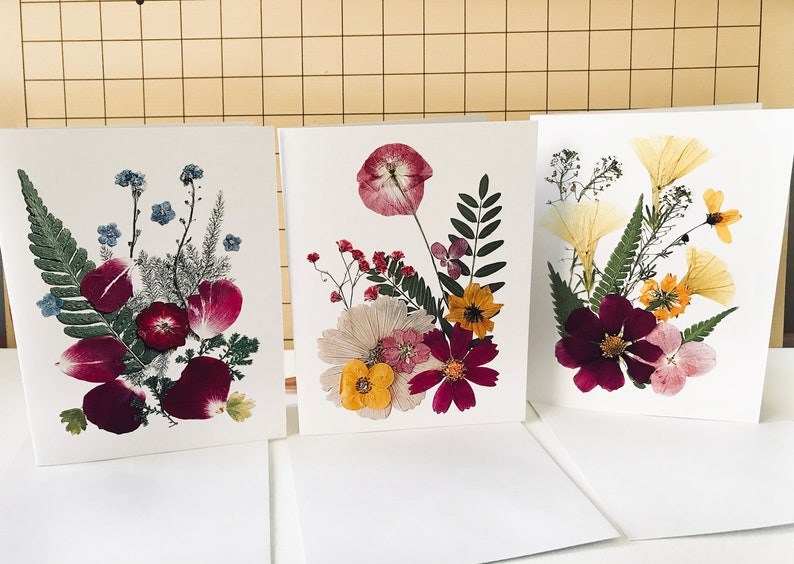 Pressed Flower PRINT Cards - Customizable Greeting Card - Folded ...